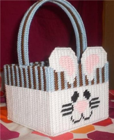 "Bunny Face Easter Basket" | Plastic Canvas Pattern