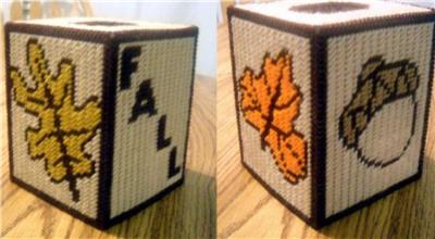 "Fall Tissue Box Cover" | Plastic Canvas Pattern