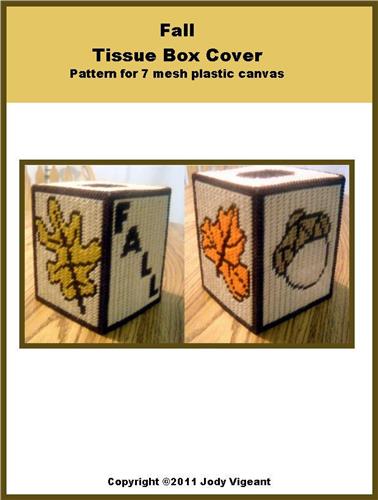 "Fall Tissue Box Cover" | Plastic Canvas Pattern