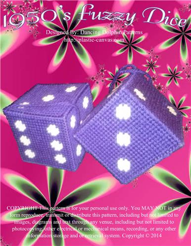 "1950's Fuzzy Dice" | Plastic Canvas Pattern
