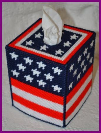 "Denim Flag Tissue Box Cover"