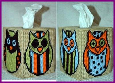 "Patchwork Owls Tissue Box Cover"