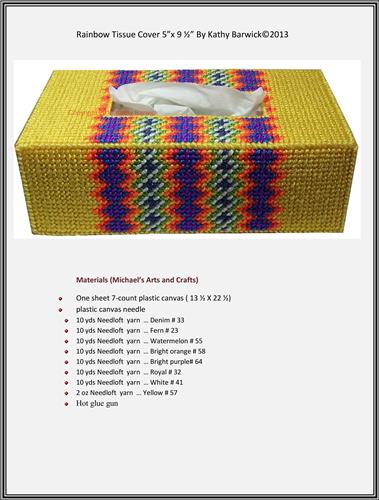 "Rainbow Tissue Cover" | Plastic Canvas Pattern