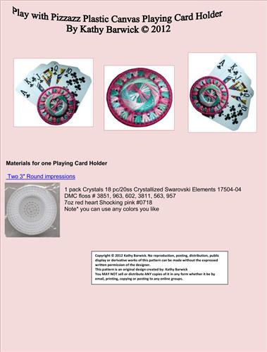 "Play with Pizzazz Plastic Canvas Playing Card Holder"