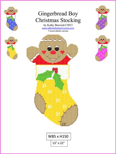 "Gingerbread Boy Christmas Stocking Wall Hanging"