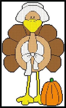 "Mrs Turkey With A Pumpkin" | Plastic Canvas Pattern