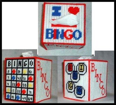 "Bingo Tissue Box Cover" | Plastic Canvas Pattern