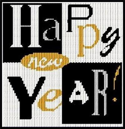 "Happy New Year Square" | Plastic Canvas Pattern