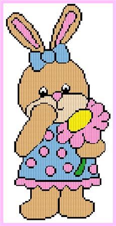 "Sweet Bunny With A Flower" | Plastic Canvas Pattern
