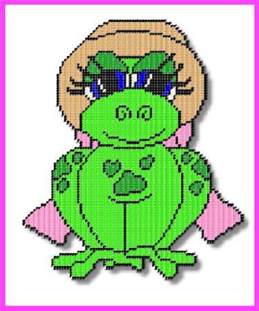 "Spring Girl Frog" | Plastic Canvas Pattern