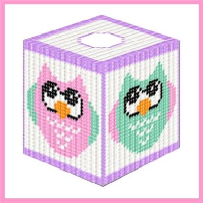 "Baby Girl Owl Tissue Box Cover"