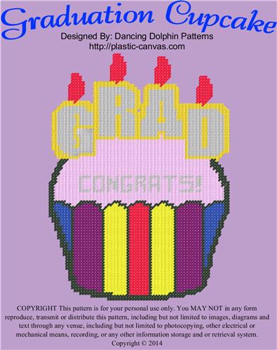 "Graduation Cupcake" | Plastic Canvas Pattern