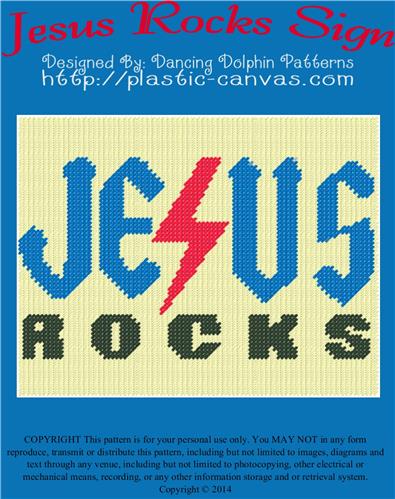 "Jesus Rocks Sign" | Plastic Canvas Pattern