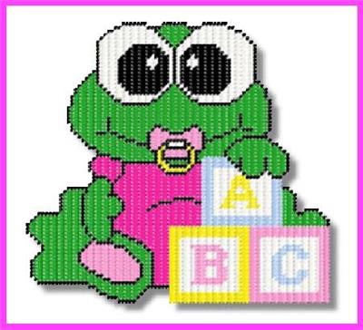 "Baby Girl Frog" | Plastic Canvas Pattern
