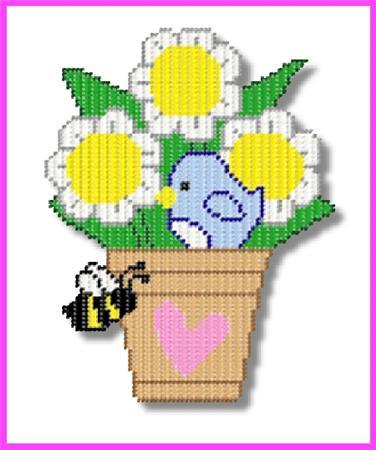 "Bird And Blooms" | Plastic Canvas Pattern