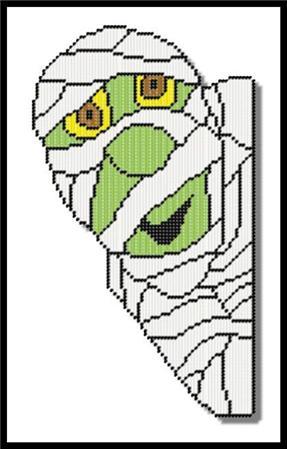 "Mummy Monster Peeker" | Plastic Canvas Pattern