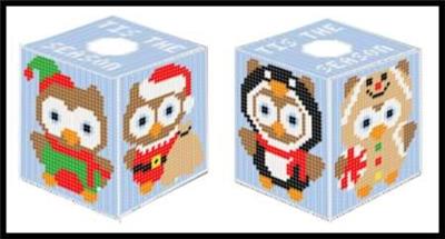 "Winter Owls Tissue Box Cover"