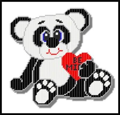 "Be Mine Panda" | Plastic Canvas Pattern