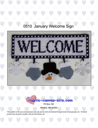 "January Welcome Sign" | Plastic Canvas Pattern
