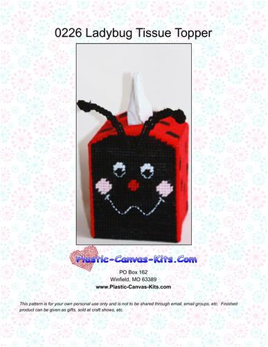 "Ladybug Tissue Topper" | Plastic Canvas Pattern