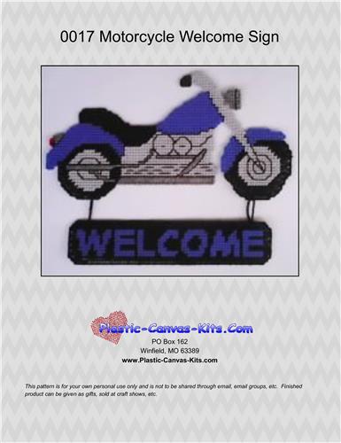 "Motorcycle Welcome Sign" | Plastic Canvas Pattern