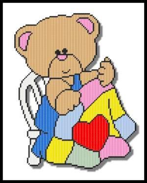 "Sewing Bear" | Plastic Canvas Pattern
