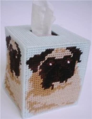 "Pug Tissue Topper" | Plastic Canvas Pattern