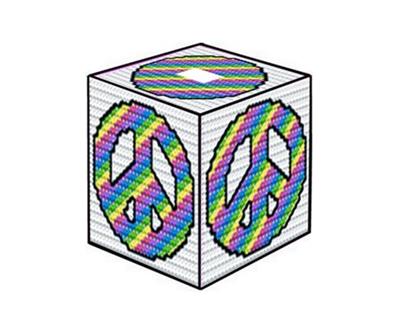 "Peace Tissue Cover" | Plastic Canvas Pattern