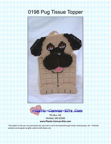 "Pug 3-D Tissue Topper" | Plastic Canvas Pattern