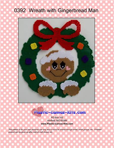 "Gingerbread Man Wreath" | Plastic Canvas Pattern
