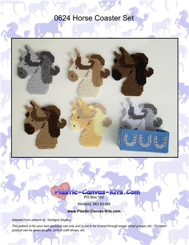 "Horse Coaster Set" | Plastic Canvas Pattern